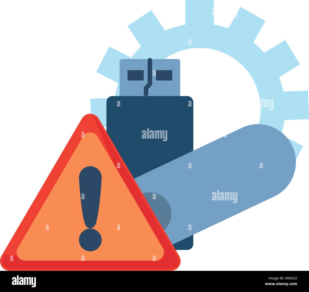 usb warning gear on white background vector illustration Stock Vector ...