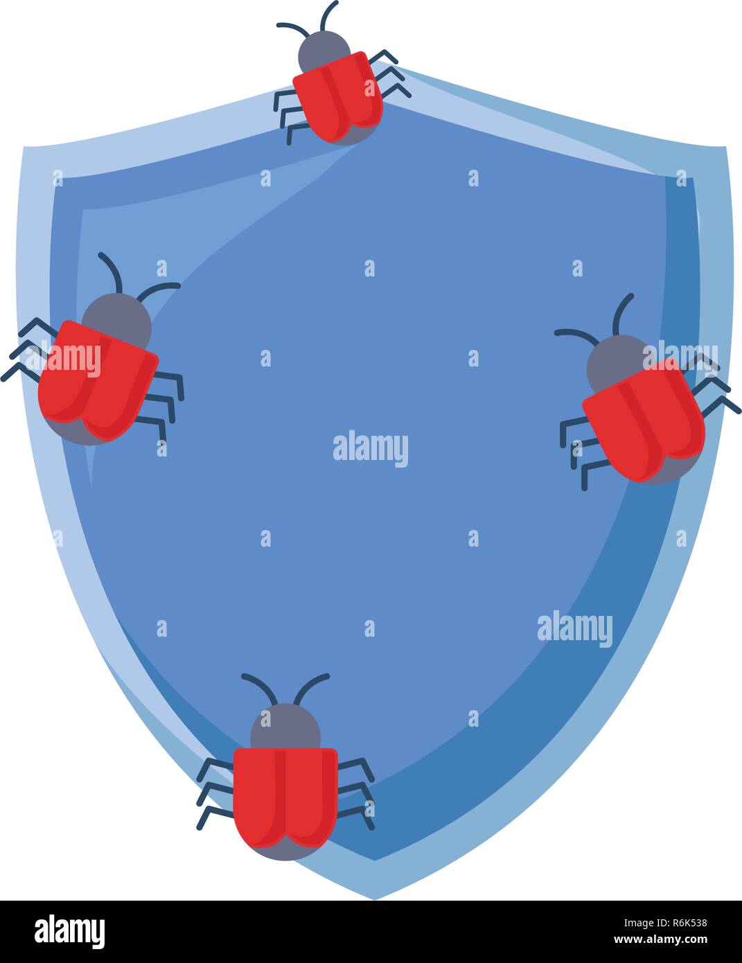 shield protection bugs virus white background vector illustration Stock ...
