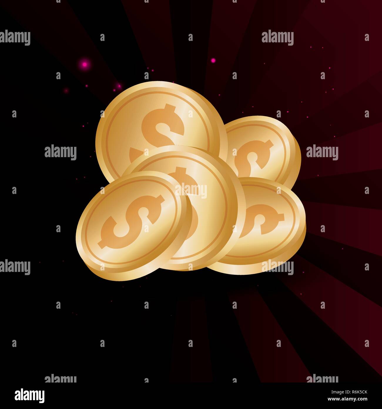 golden coins dollar money casino gamble vector illustration Stock ...