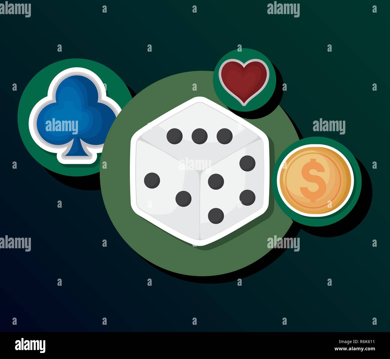 casino gamble dice coin money sticker vector illustration Stock Vector ...