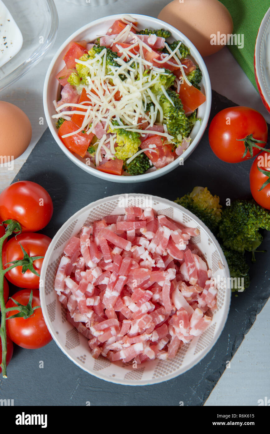 bacon cut into small pieces for cooking Stock Photo - Alamy