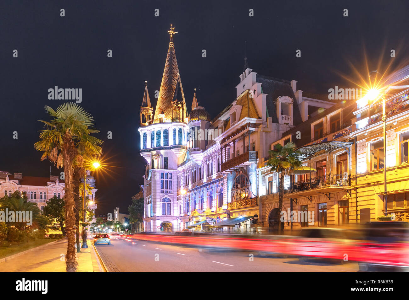 Europe Square during blue hour, Batumi, Georgia Stock Photo - Alamy