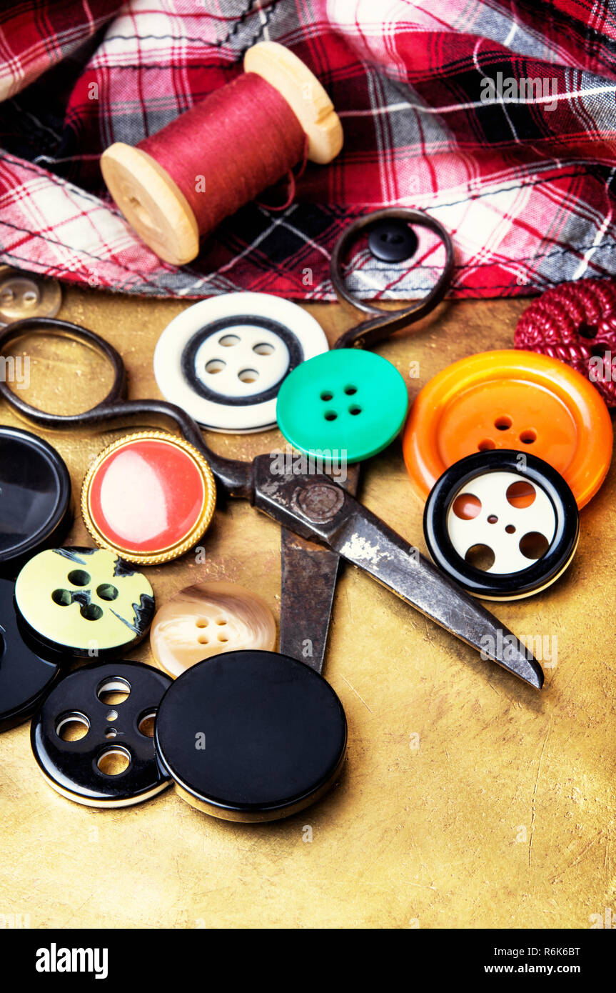 sewing tools for needlework tools Stock Photo - Alamy