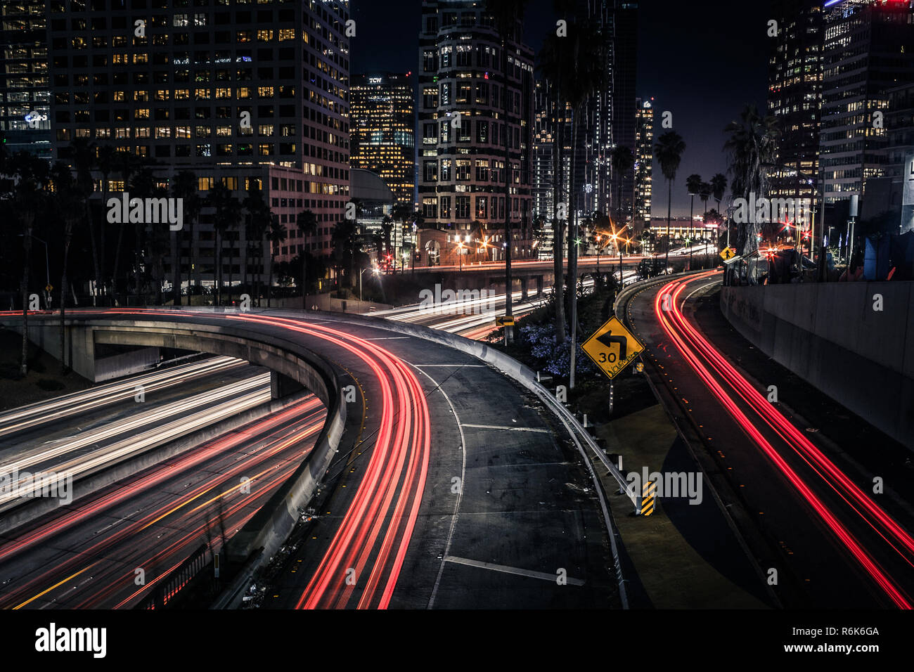 Los Angeles freeway at night Stock Photo - Alamy