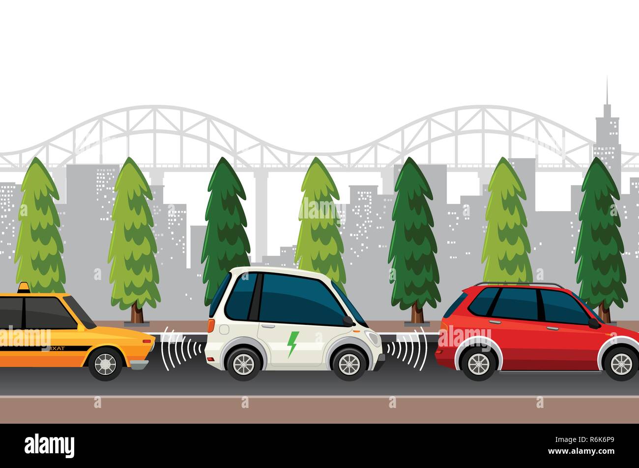 Electric car parking scene illustration Stock Vector Image & Art - Alamy