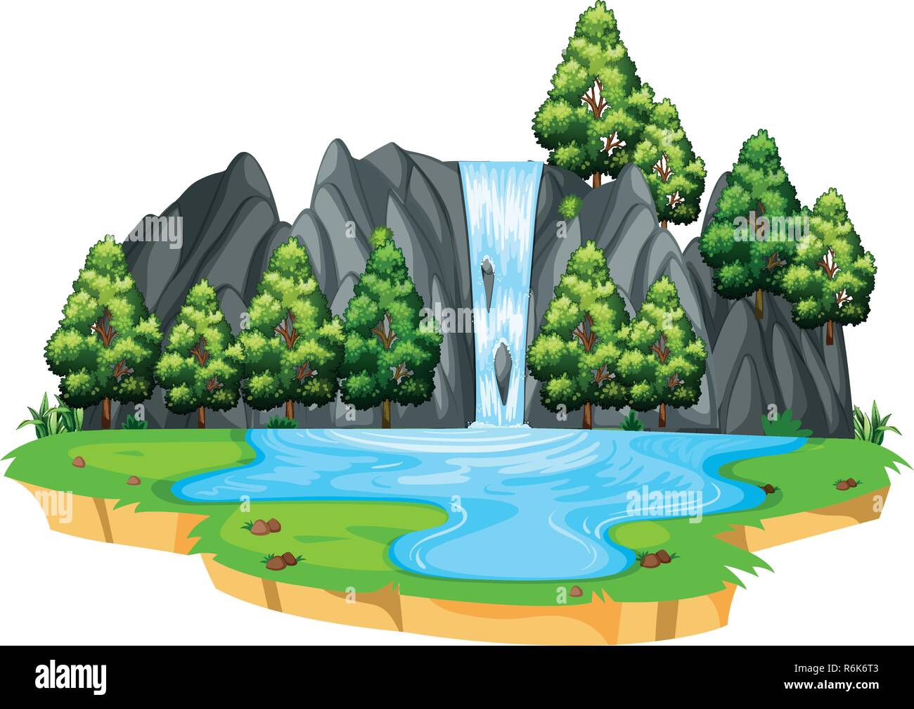 Isolated waterfall in nature illustration Stock Vector Image & Art - Alamy