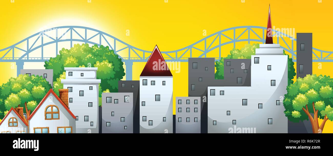 A cityscape at sunset illustration Stock Vector Image & Art - Alamy
