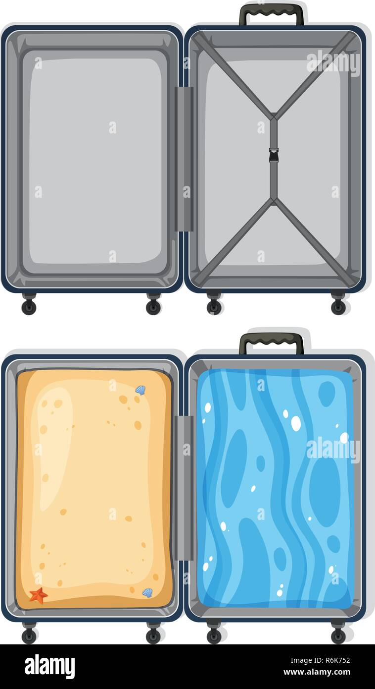 Set of empty and filled luggage illustration Stock Vector Image & Art ...
