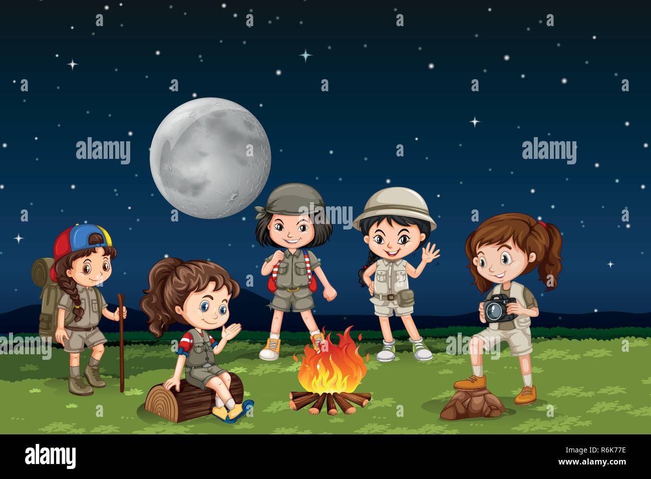 Kids camp fire Stock Vector Images - Alamy