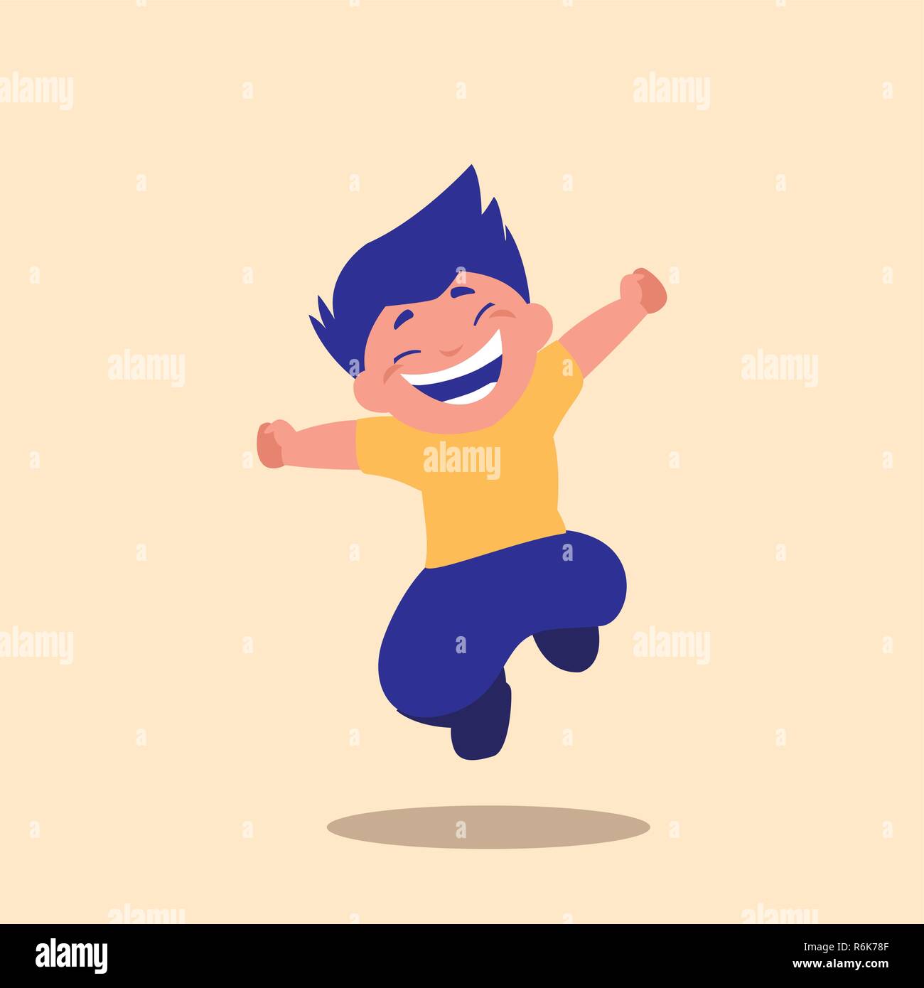cute little boy jumping avatar character vector illustration design ...