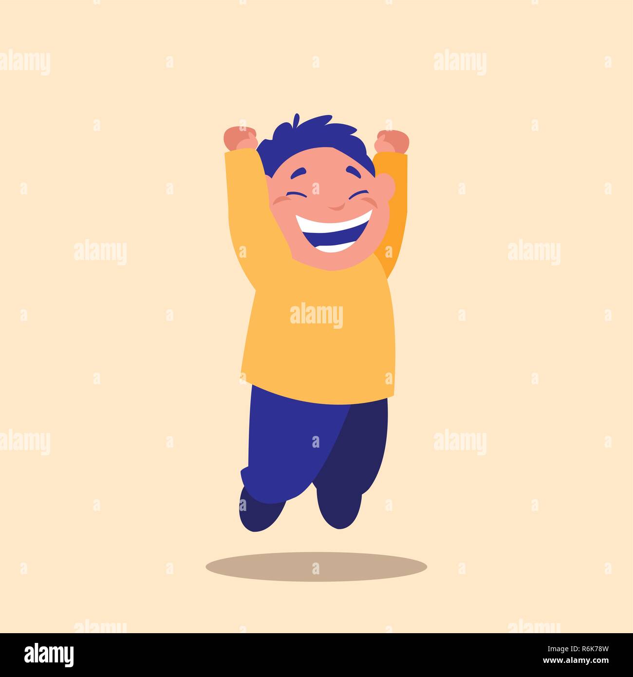 cute little boy jumping avatar character vector illustration design ...
