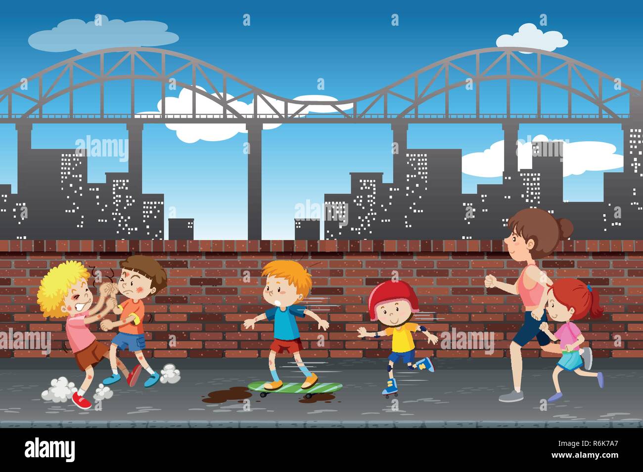 People at urban landscape illustration Stock Vector Image & Art - Alamy