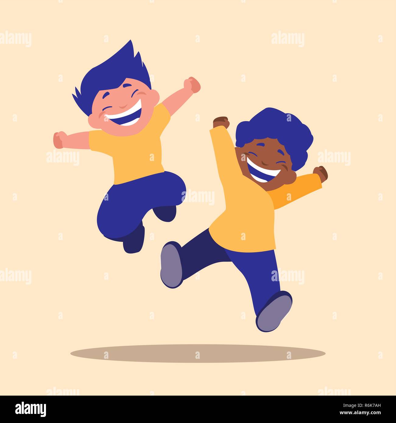 cute little children jumping avatar character vector illustration ...