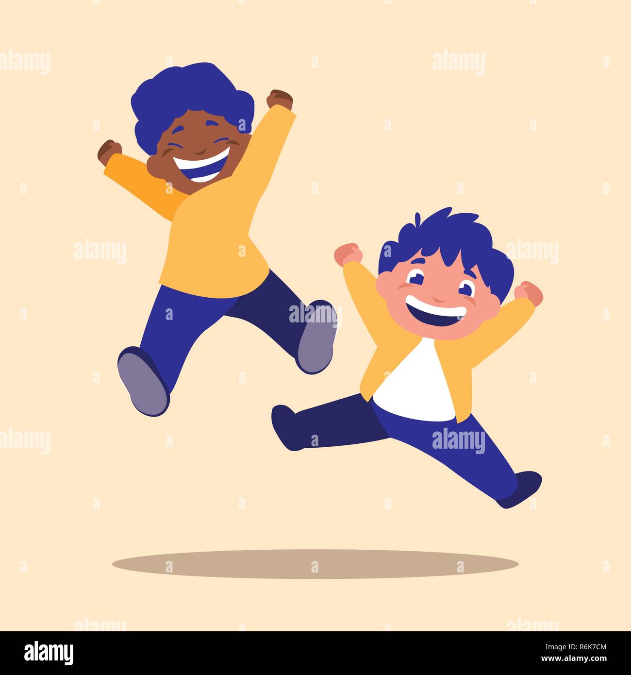 cute little children jumping avatar character vector illustration ...