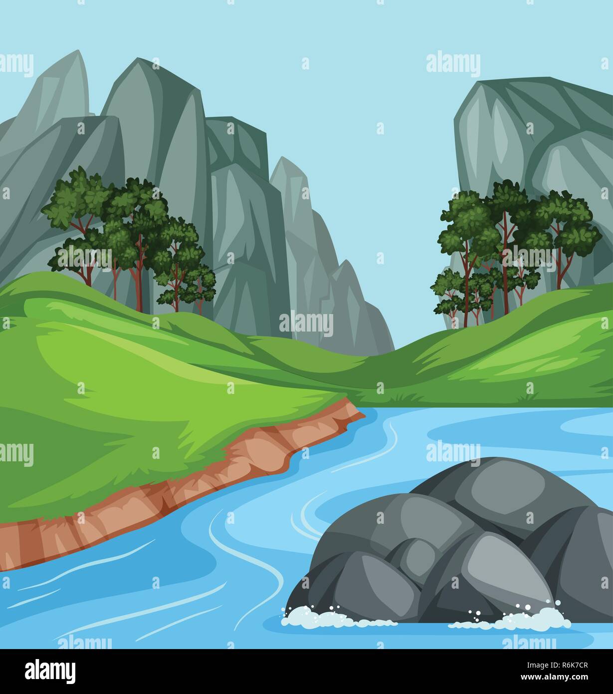 Nature river landscape background illustration Stock Vector Image & Art ...