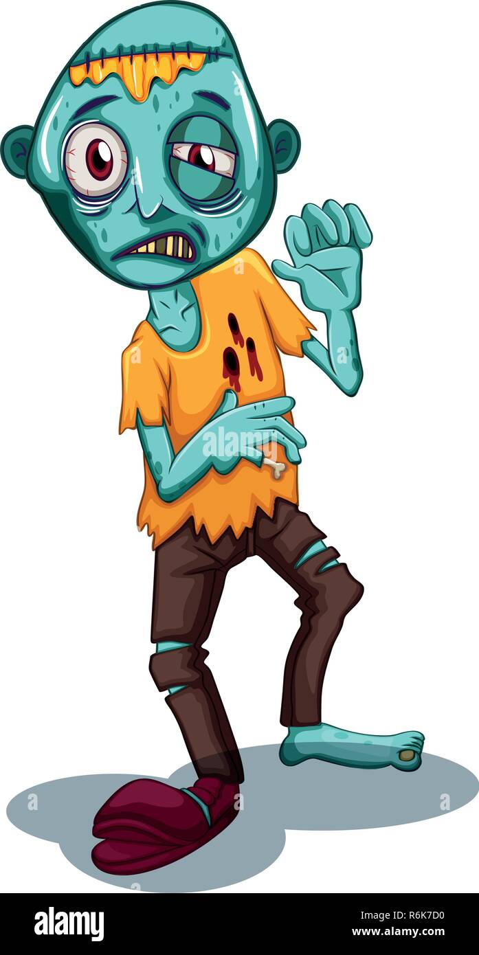 Zombie character on white background illustration Stock Vector Image ...