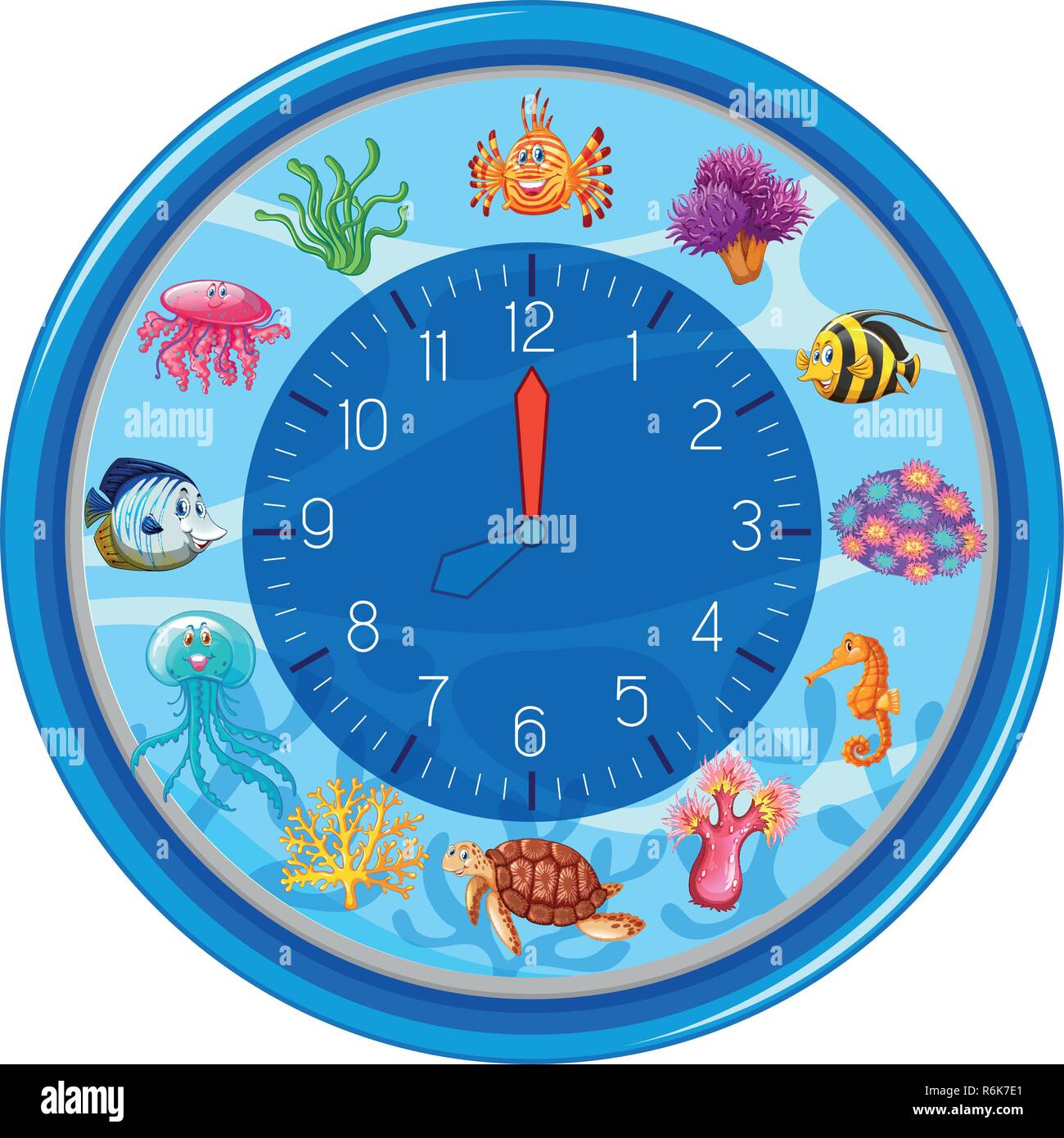 Blue underwater clock template illustration Stock Vector Image & Art ...