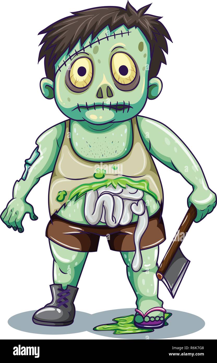 Green creepy zombie man illustration Stock Vector Image & Art - Alamy