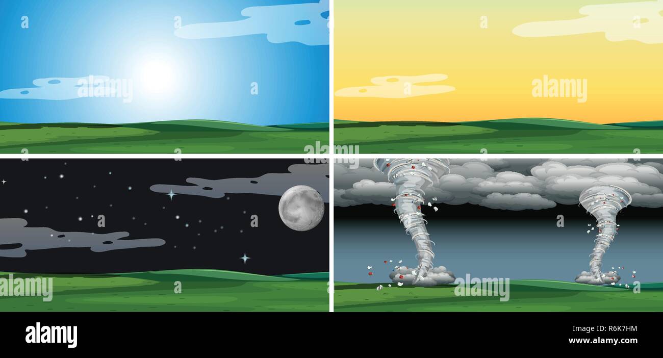 Set of landscape with different climate illustration Stock Vector Image ...
