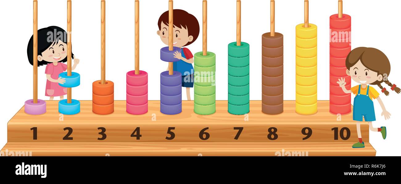 Children playing with abacus illustration Stock Vector Image & Art - Alamy