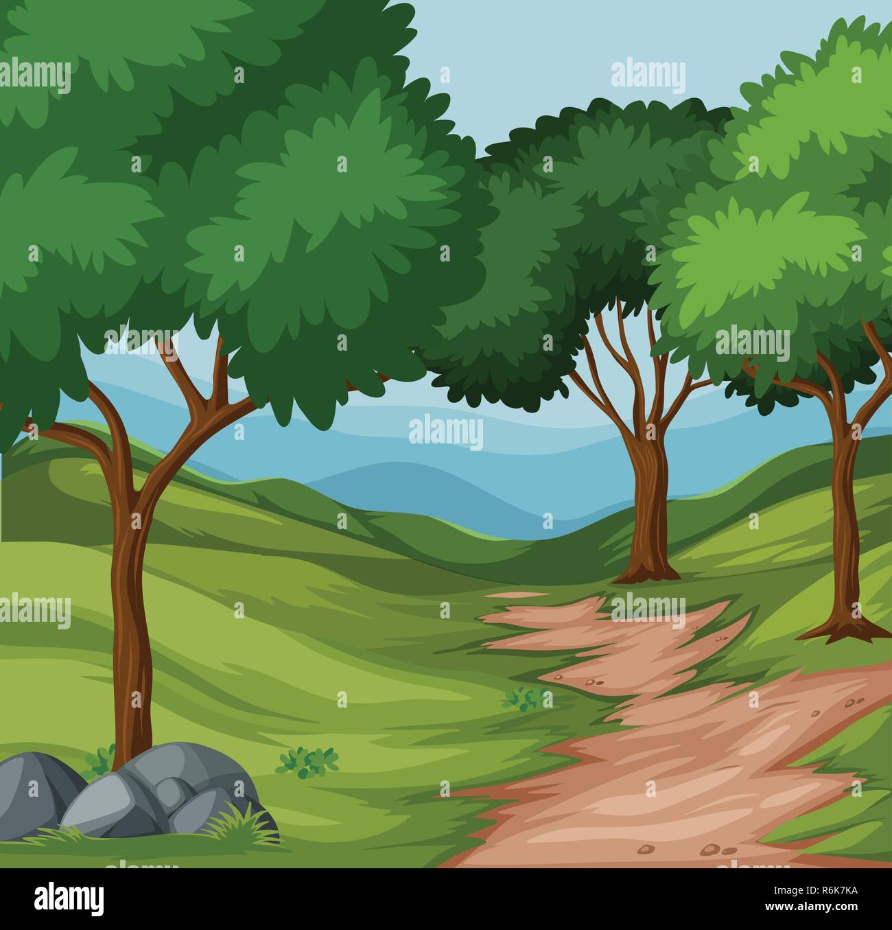 Beautiful green nature landscape illustration Stock Vector Image & Art ...