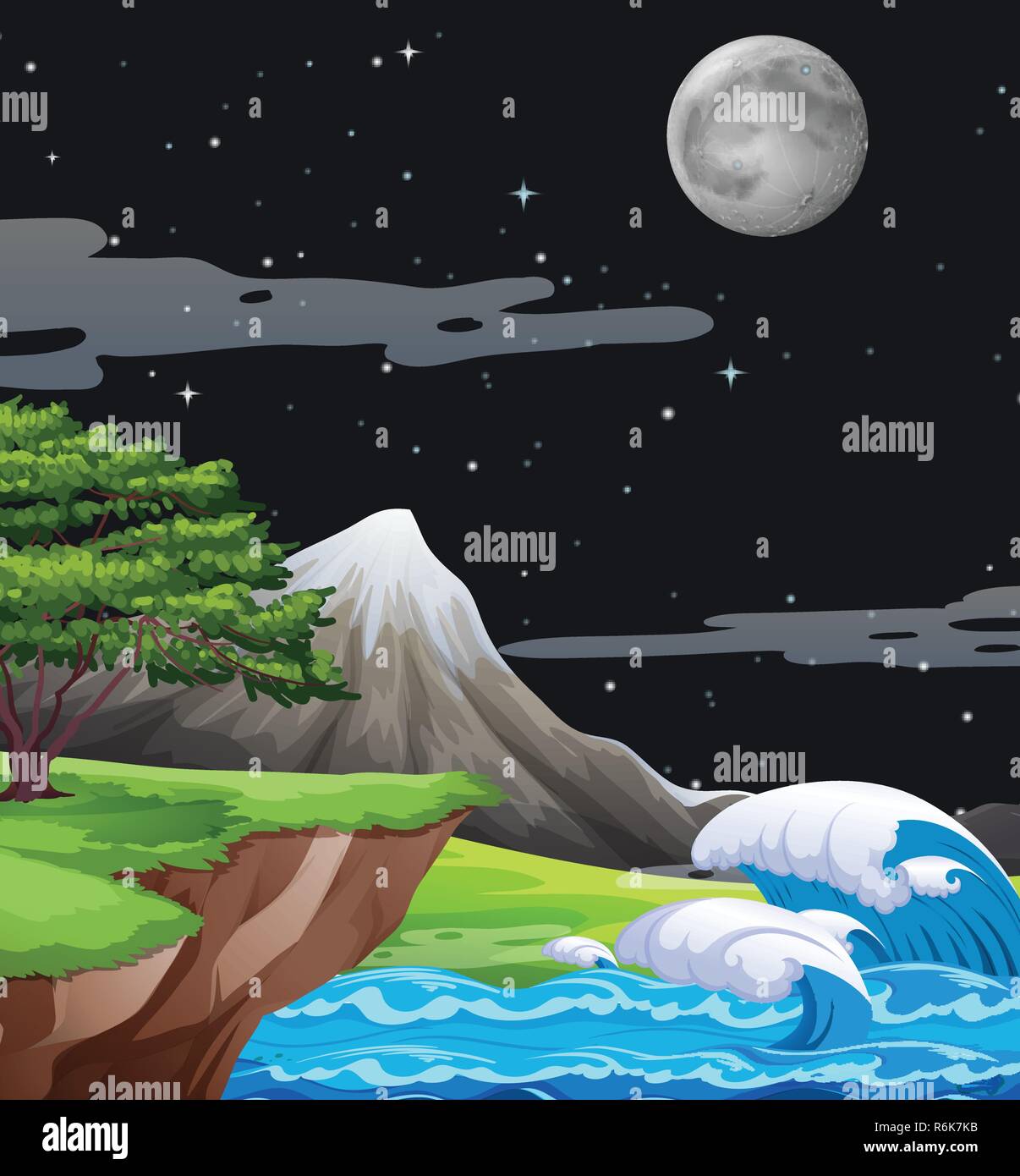 A nature landscape at night illustration Stock Vector Image & Art - Alamy