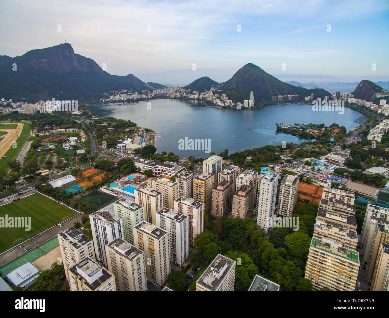 Aerial view of the Lagoon and district of Ipanema and Leblon, Rio de ...