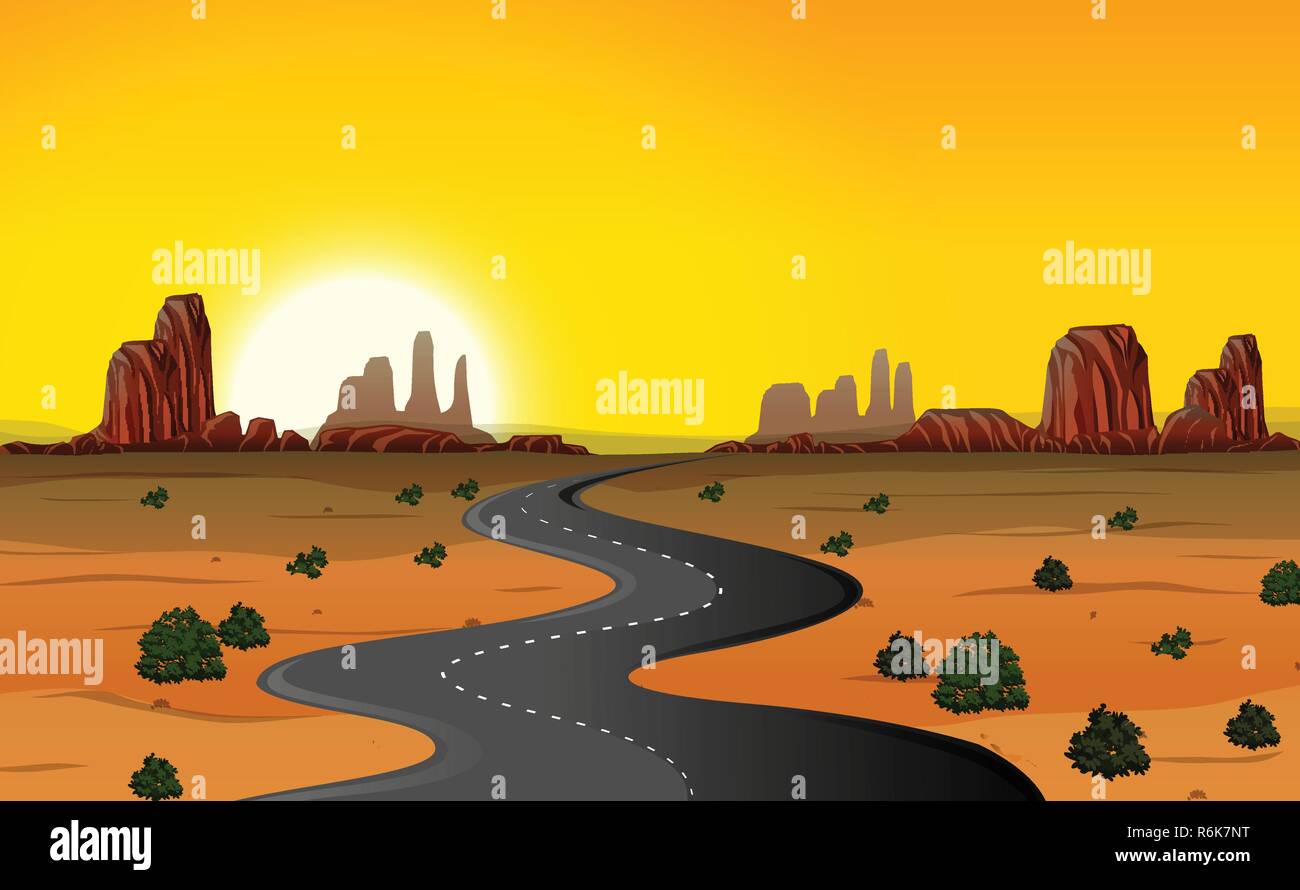Desert road and sky Stock Vector Images - Alamy