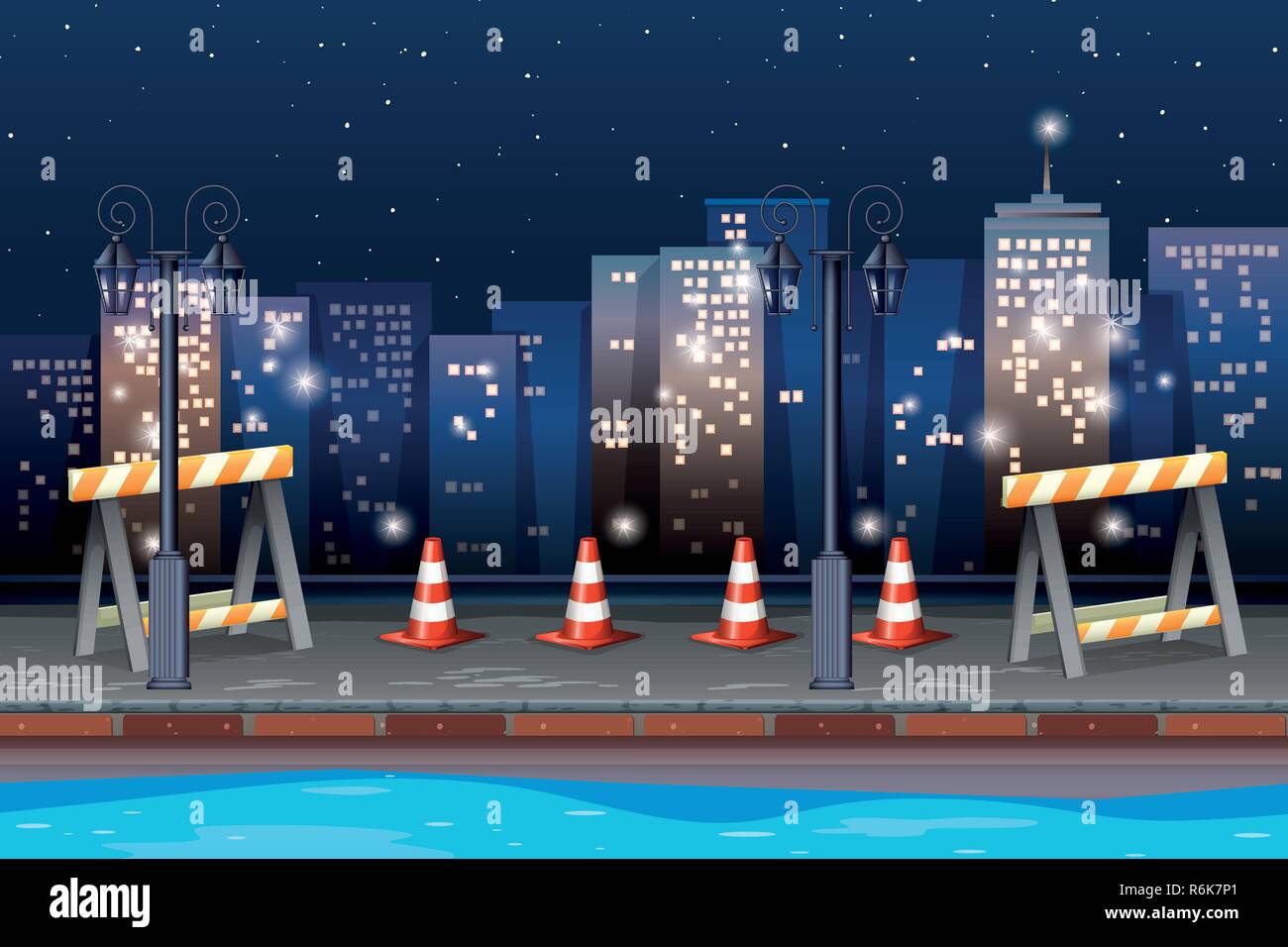 Construction road in the city illustration Stock Vector Image & Art - Alamy