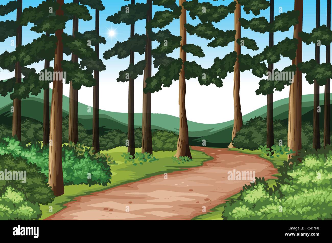 Beautiful green nature landscape illustration Stock Vector Image & Art ...