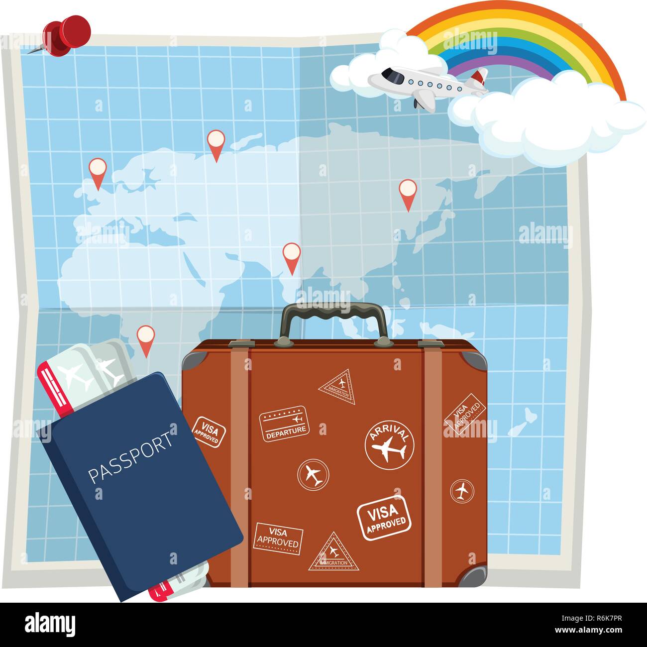 Travel element on map illustration Stock Vector Image & Art - Alamy