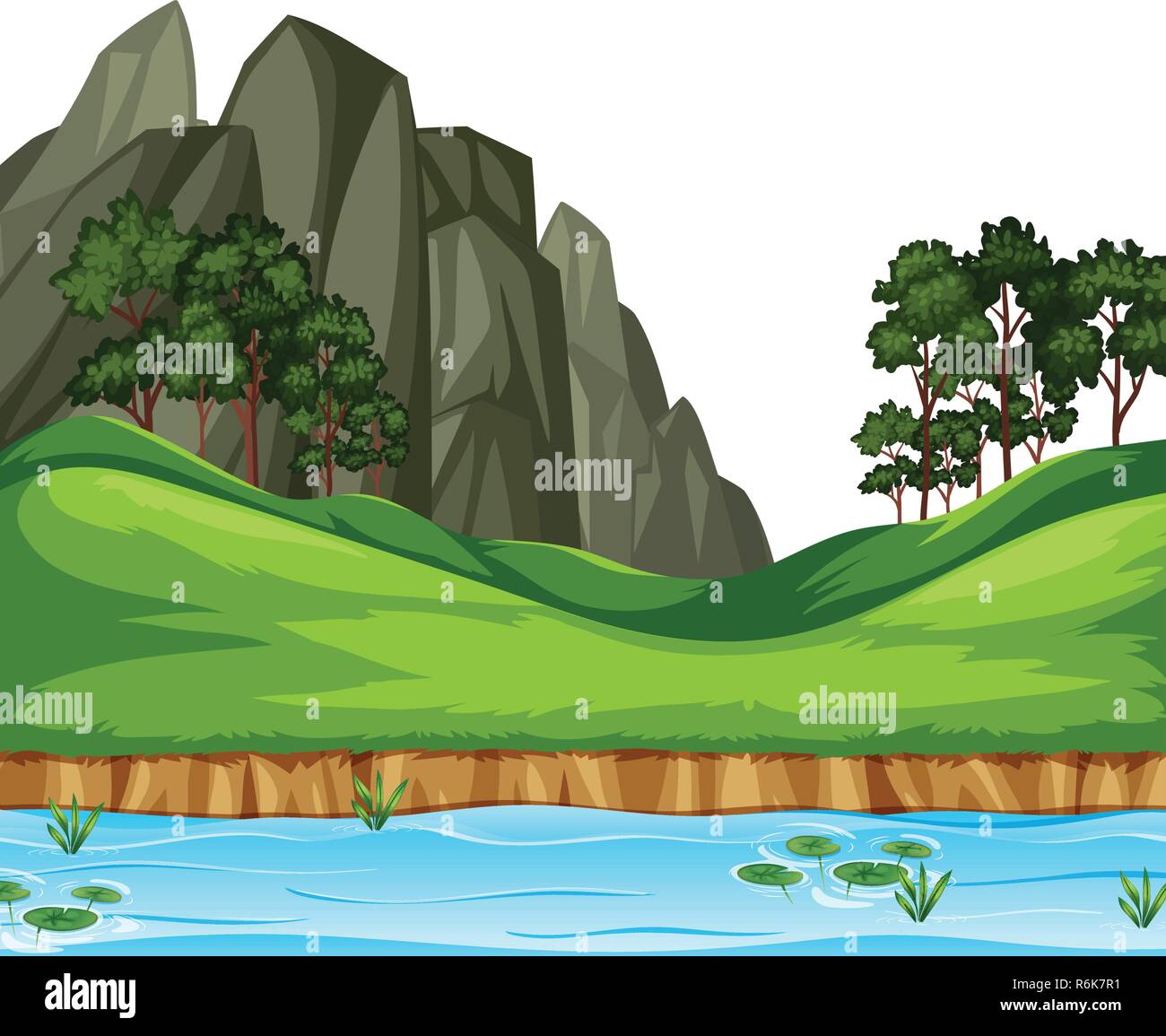 Nature river landscape background illustration Stock Vector Image & Art ...