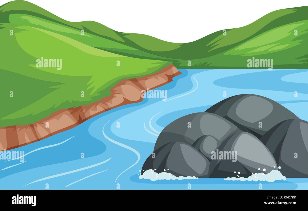Nature river landscape background illustration Stock Vector Image & Art ...