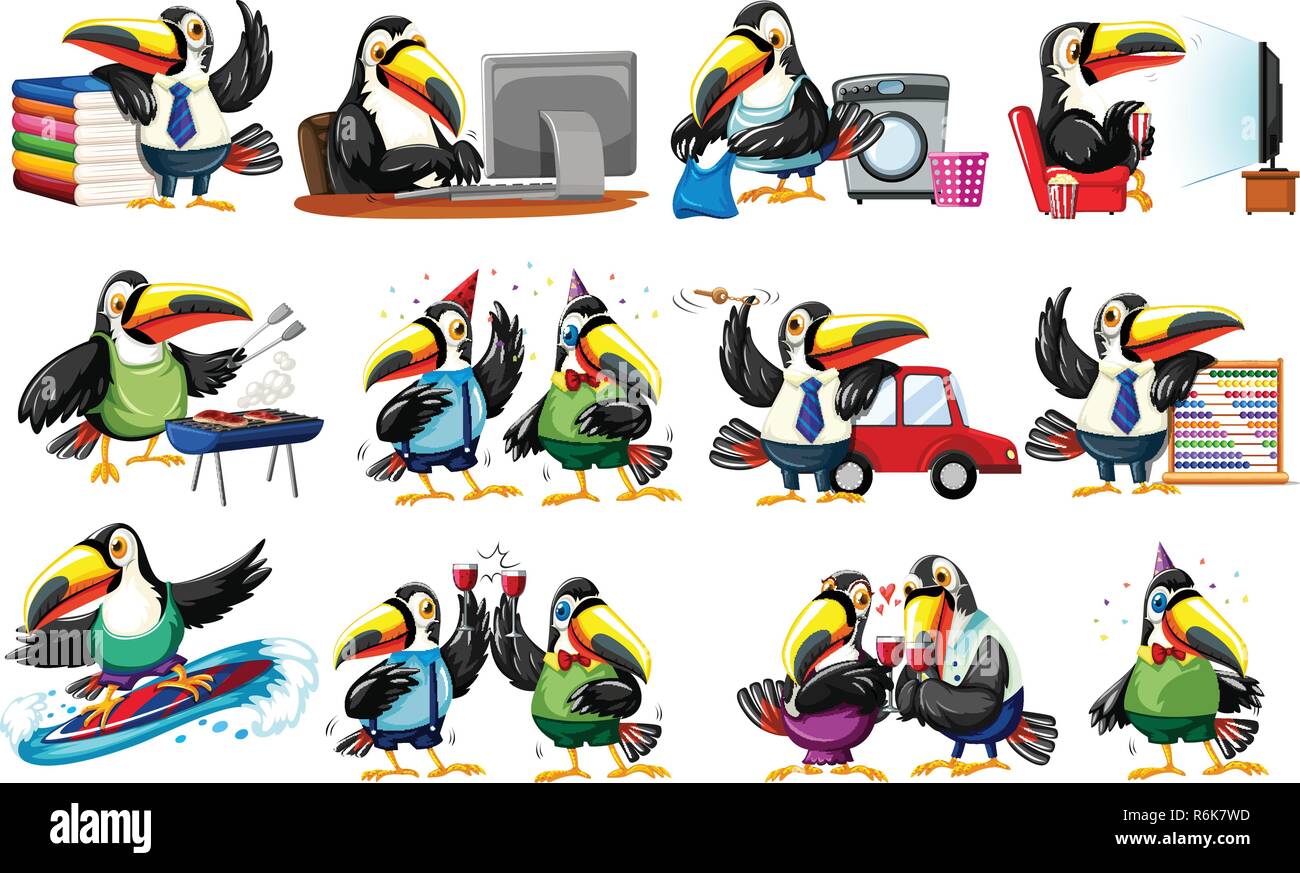 Set of toucan character illustration Stock Vector Image & Art - Alamy