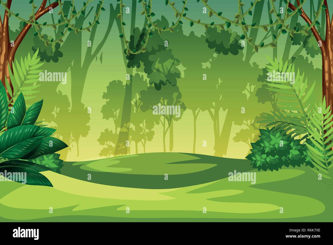 A green jungle landscape illustration Stock Vector Image & Art - Alamy
