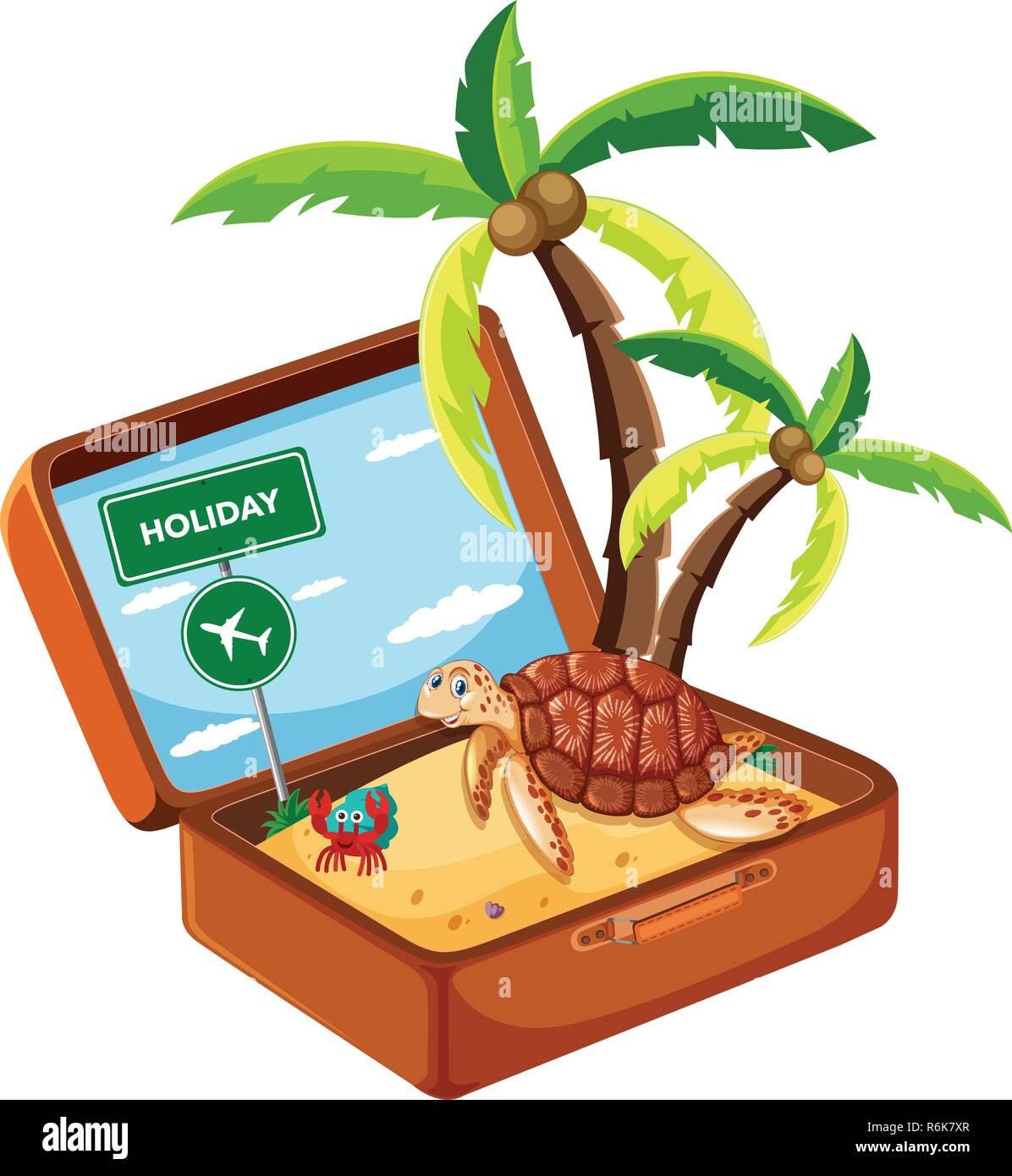 Beach animal in suitcase illustration Stock Vector Image & Art - Alamy