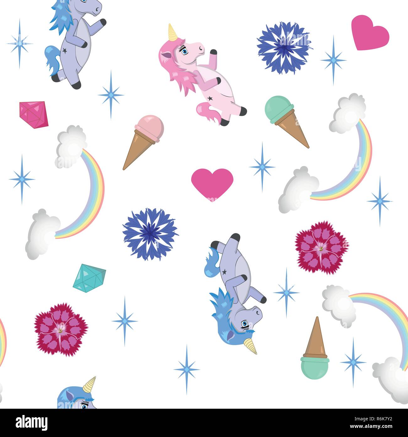 Seamless unicorn pattern - vector background in fantasy theme Stock ...
