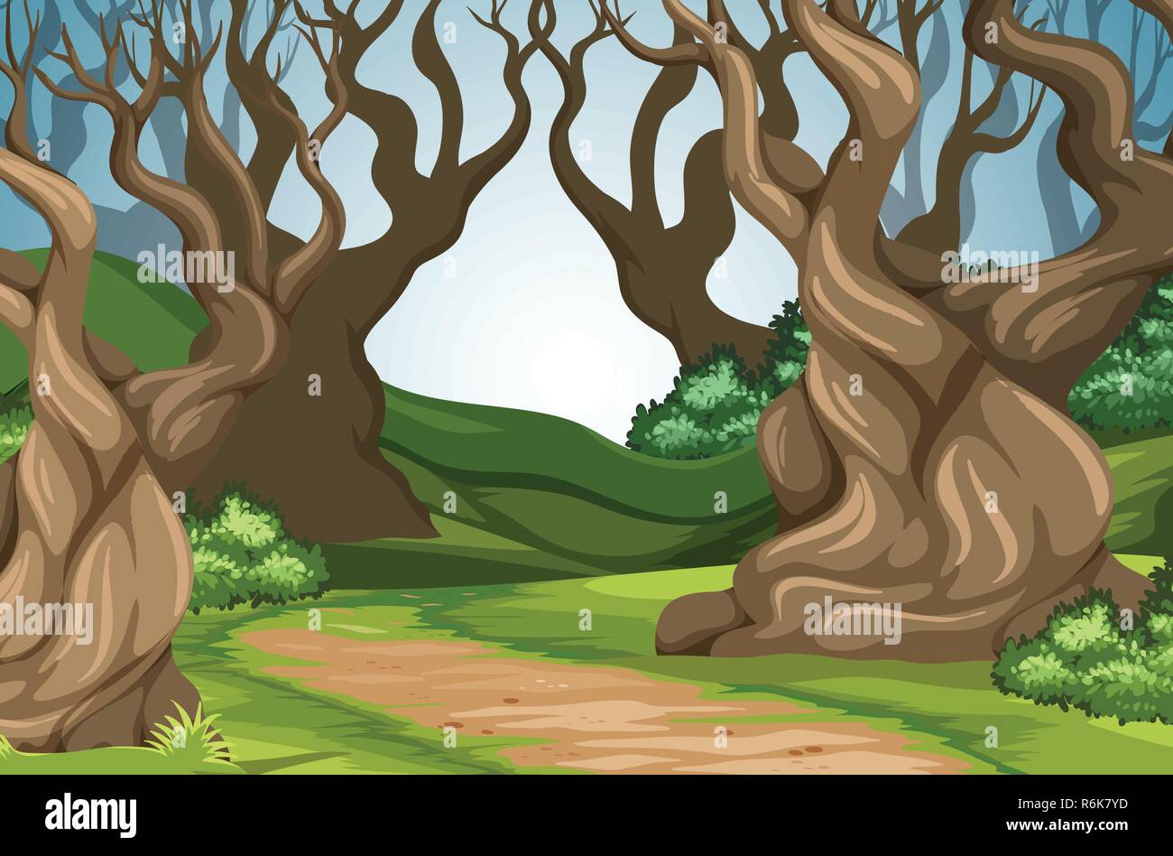 Road in the forest illustration Stock Vector Image & Art - Alamy