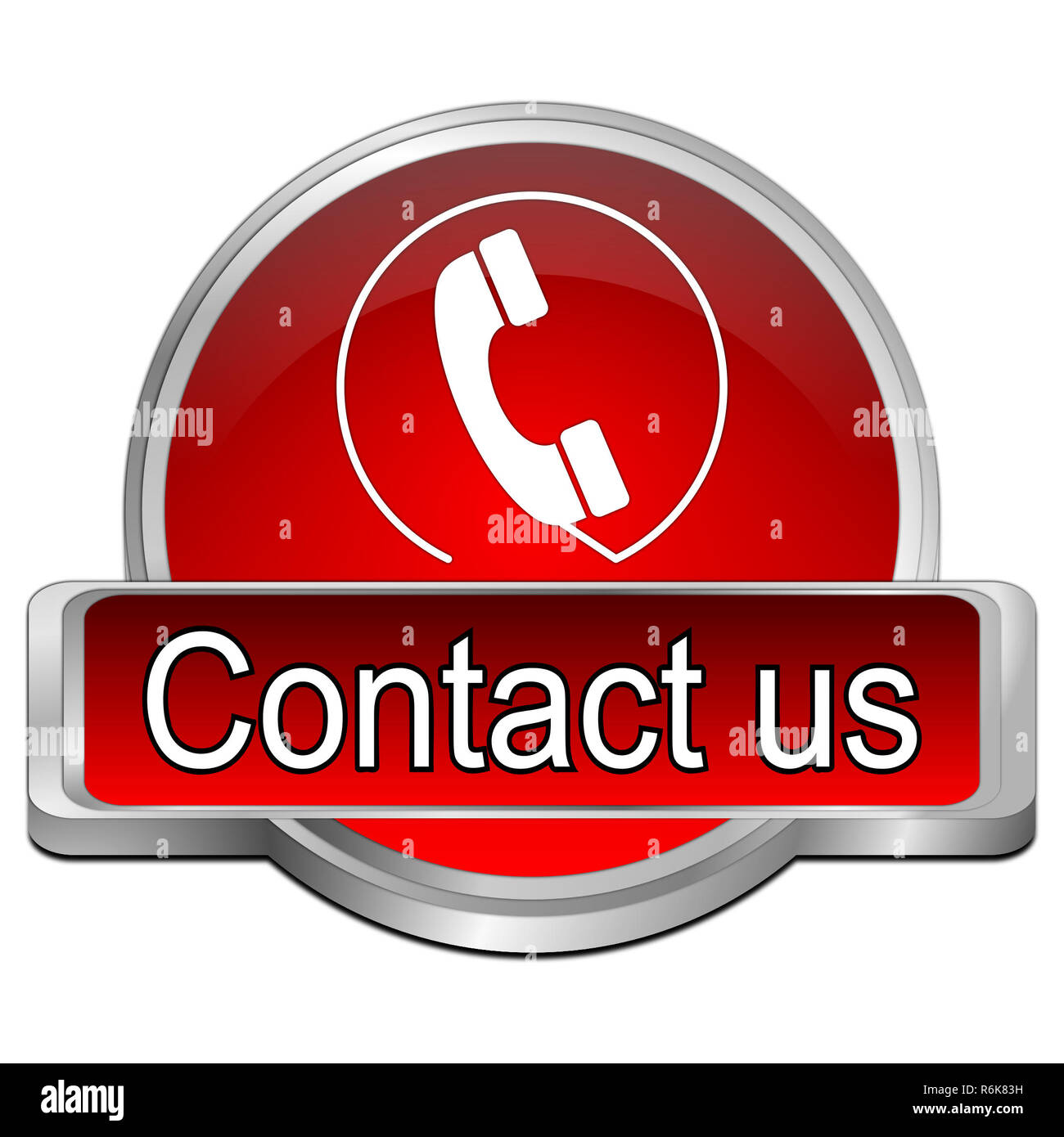 red Button contact us - 3D illustration Stock Photo - Alamy