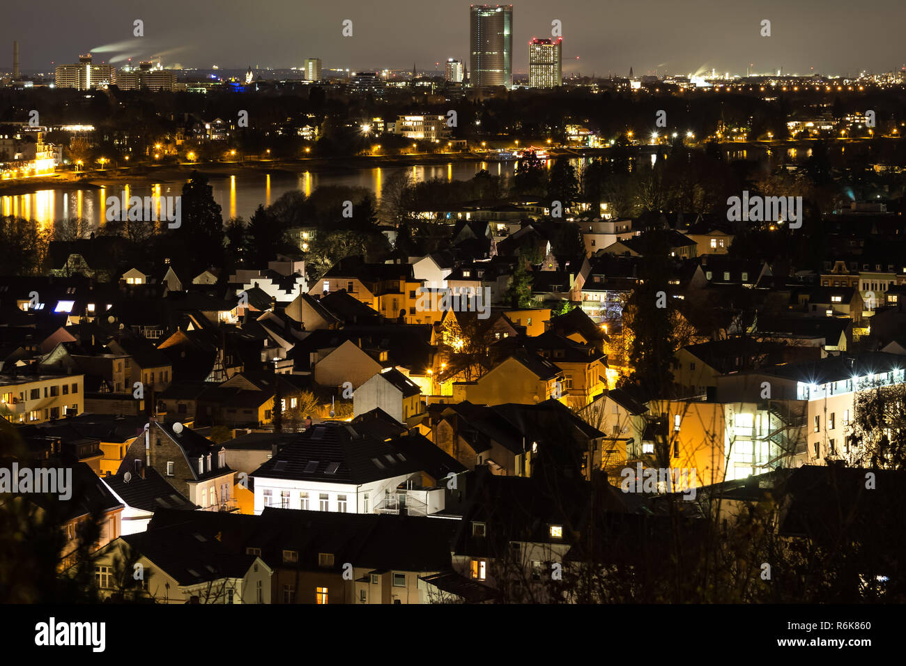 bonn germany night citsycsape from above Stock Photo - Alamy