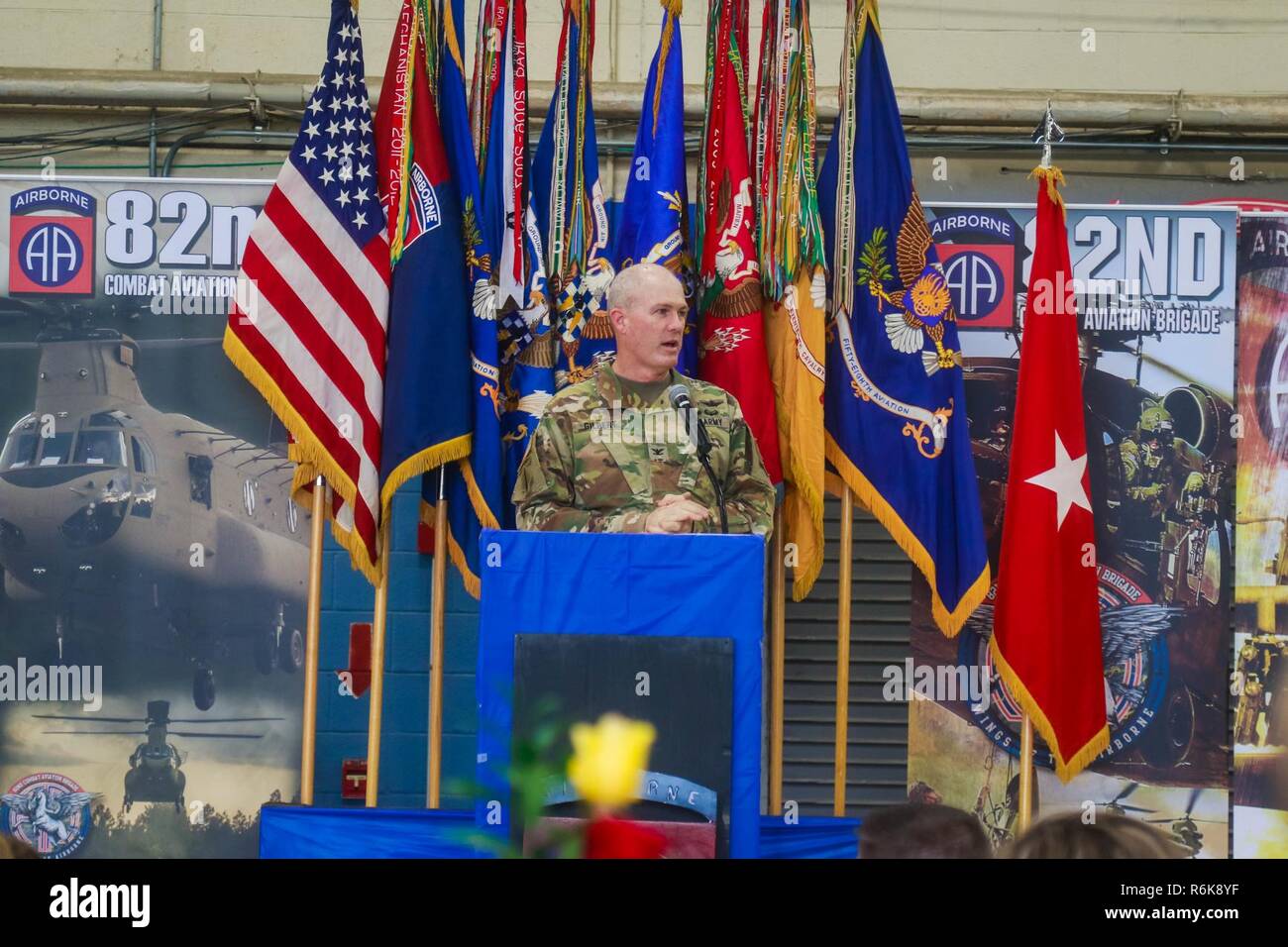 Col. Erik Gilbert, the 82nd Combat Aviation Brigade commander ...