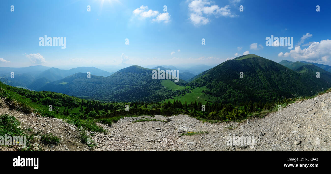 Panorama of the Vratna valley at the national park Mala Fatra, Slovakia ...