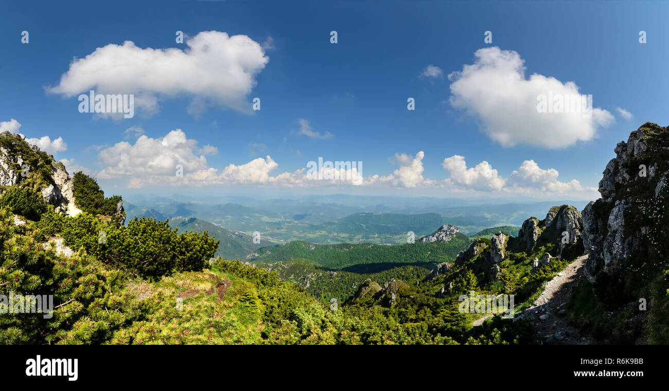 Panoramic view from the Great Rozsutec hill in The Vratna valley at the ...
