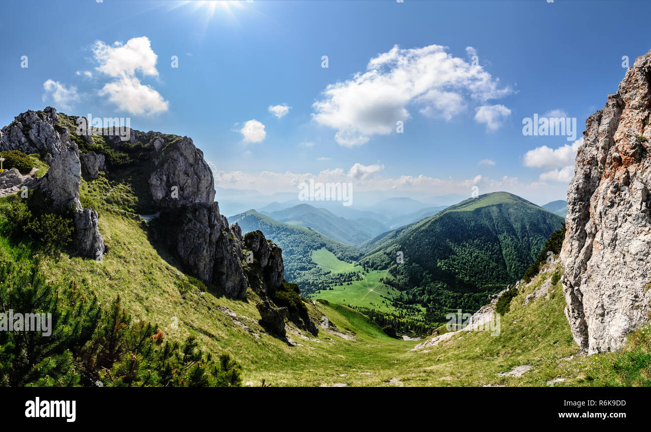 The gorge on the Great Rozsutec hill in The Vratna valley at the ...