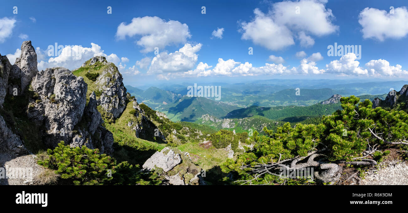 Panorama from the Great Rozsutec hill in The Vratna valley at the ...