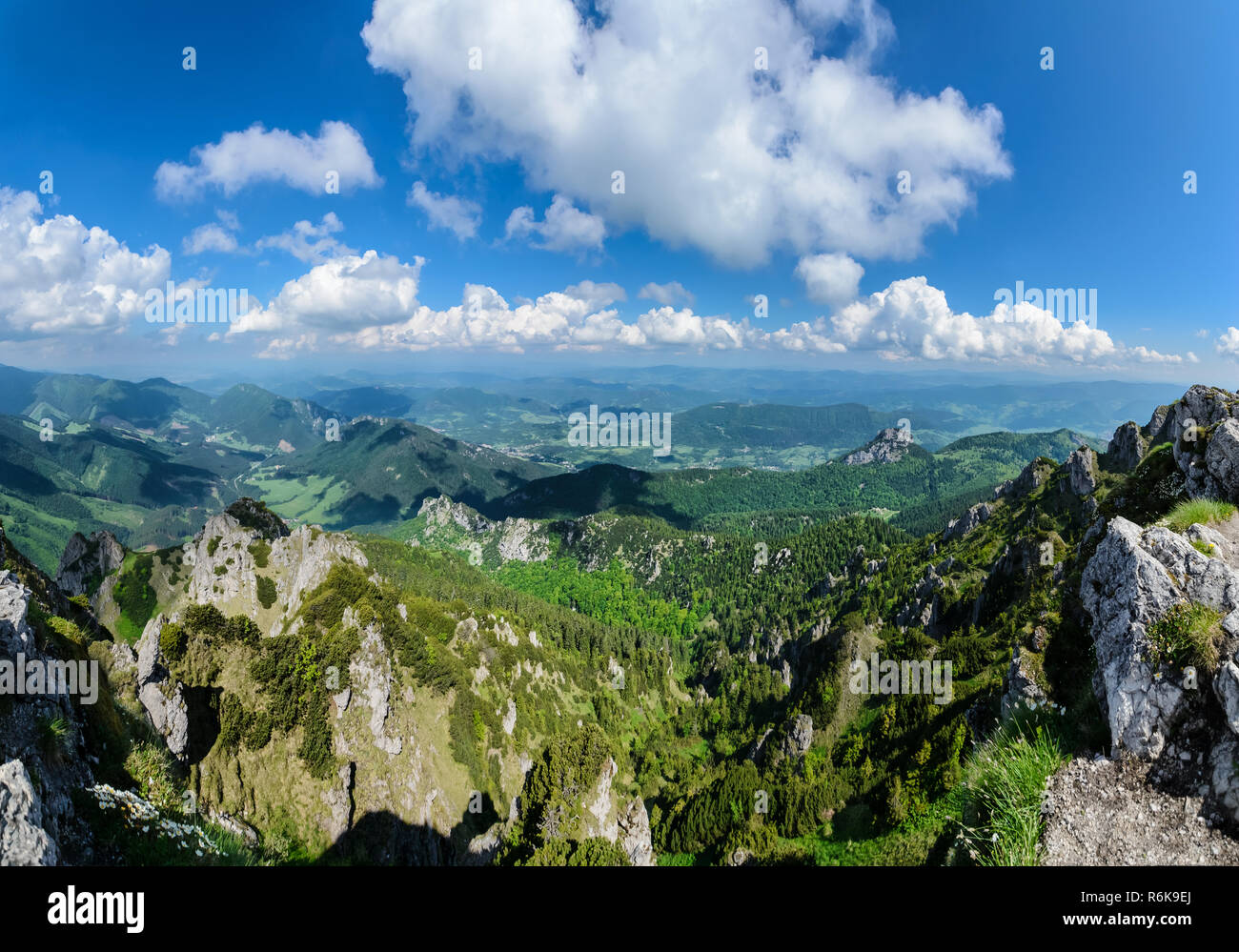 Panorama from the Great Rozsutec hill in The Vratna valley at the ...