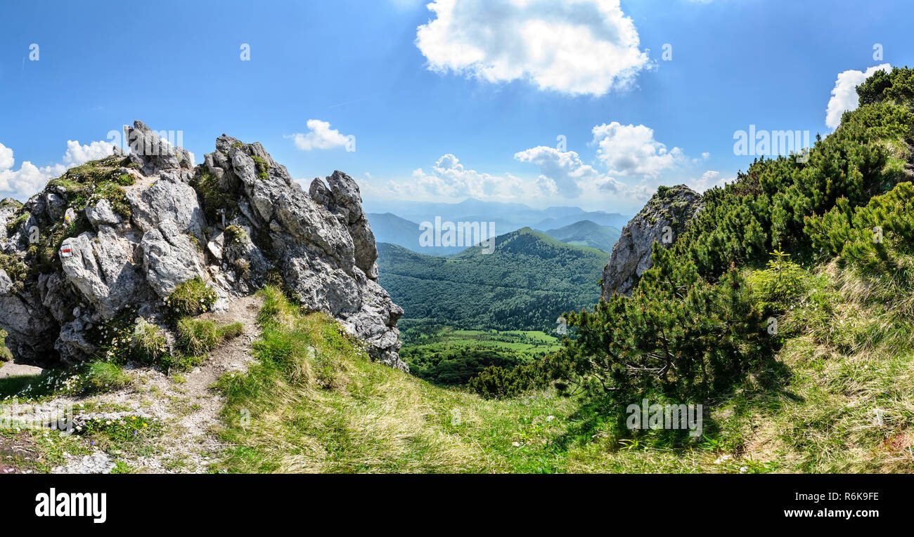 The rocks in Rozsutec hill in The Vratna valley at the national park ...