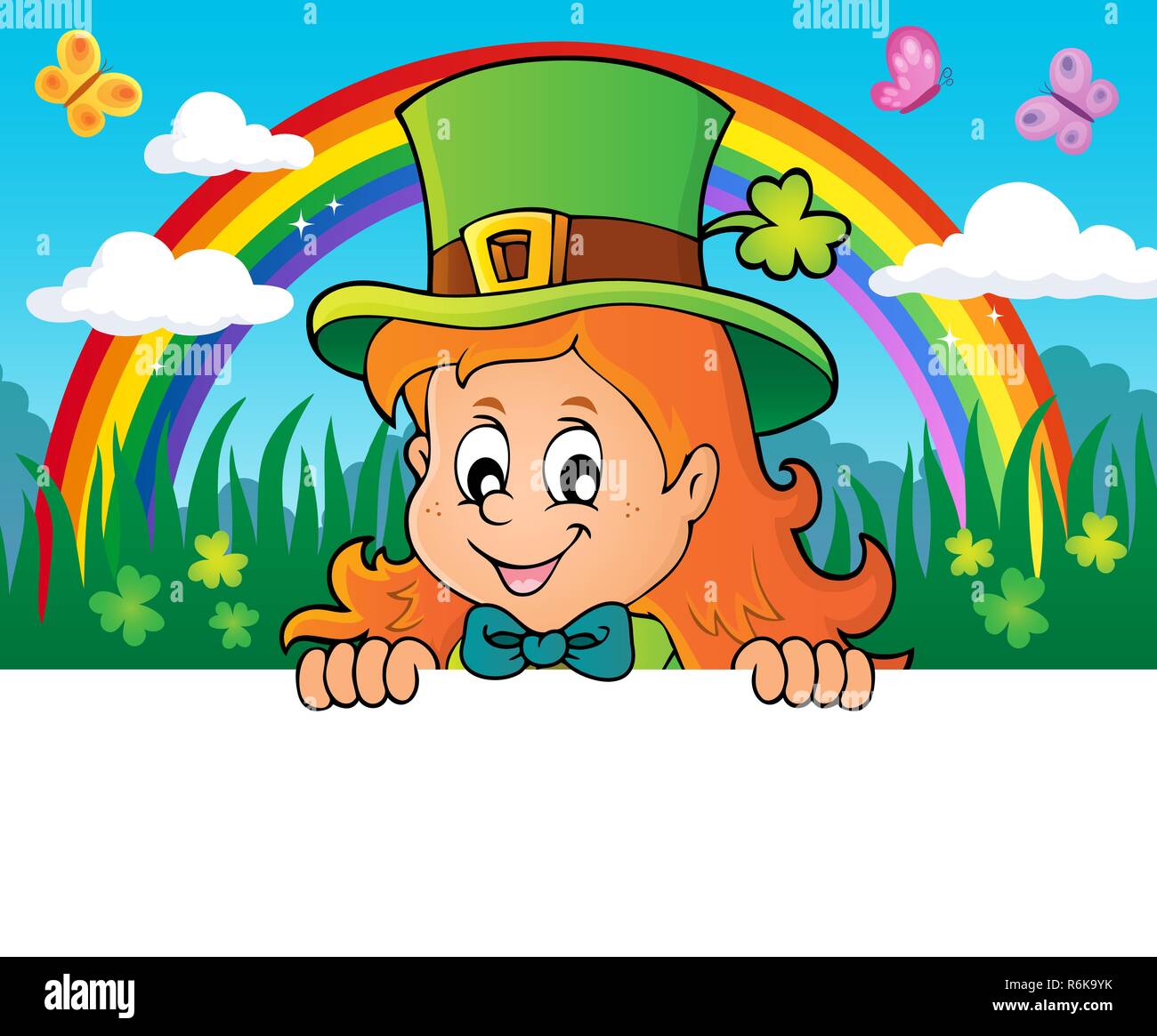 Lurking leprechaun girl theme 2 Stock Photo - Alamy