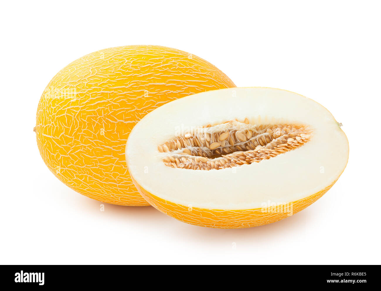 Melon. Ripe melon with half isolated on white background Stock Photo ...