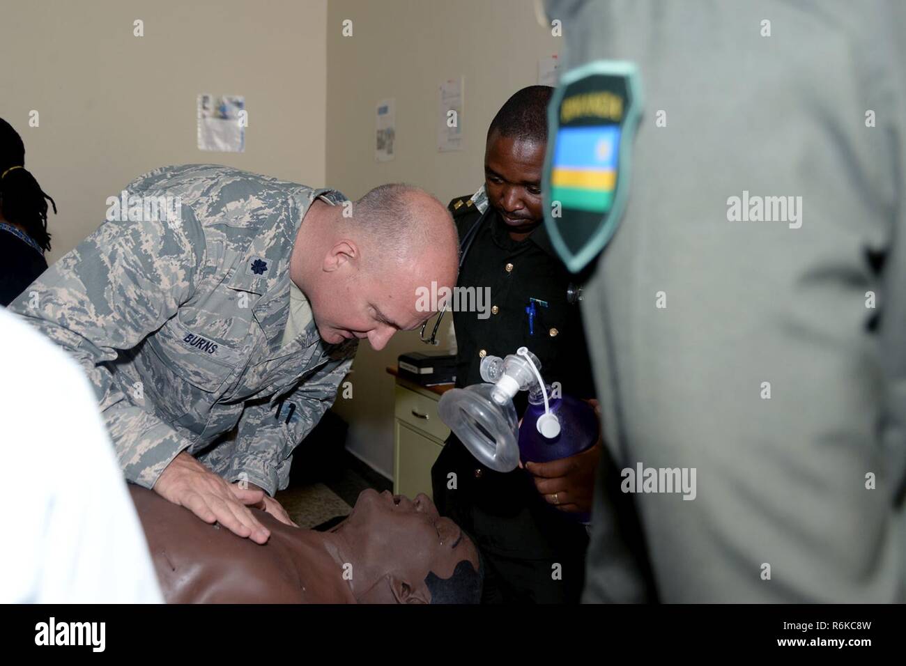 U.S. Air Force Lt. Col. Glenn Burns demonstrates how to communicate and ...
